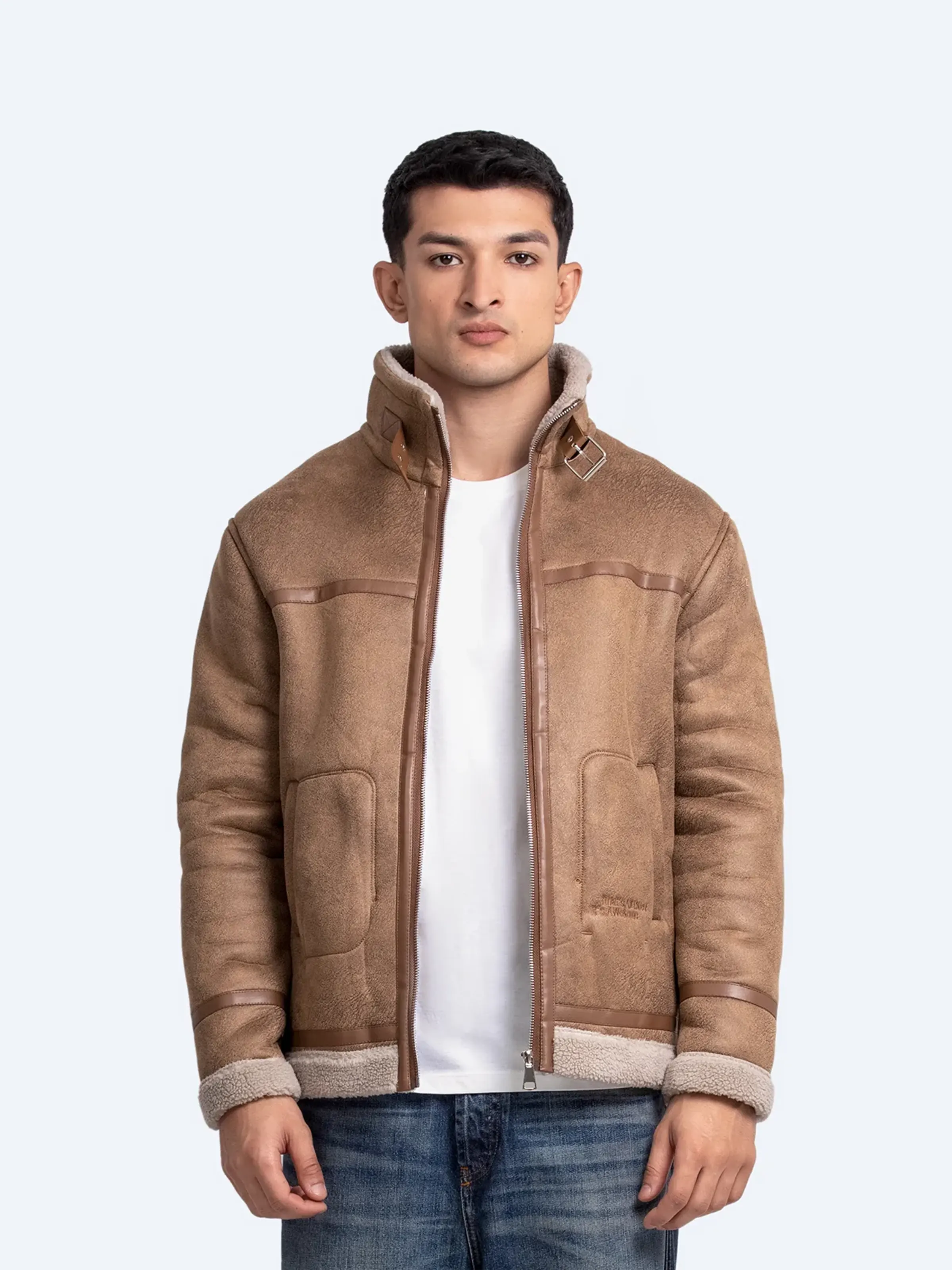 Buy FUROR Sherpa Collared Jacket online - FMTJ24-020 – FURORJEANS